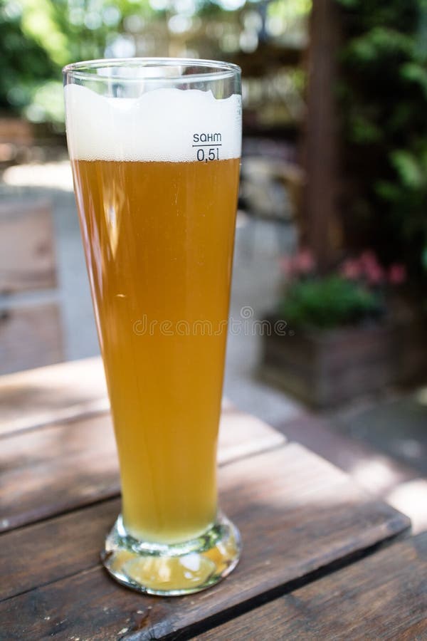 Tall Glass of Beer on Empty Table Stock Image - Image of appetizing ...