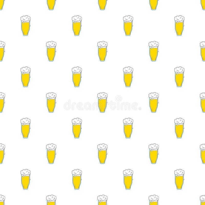 Tall Glass of Beer Pattern, Cartoon Style Stock Vector - Illustration ...