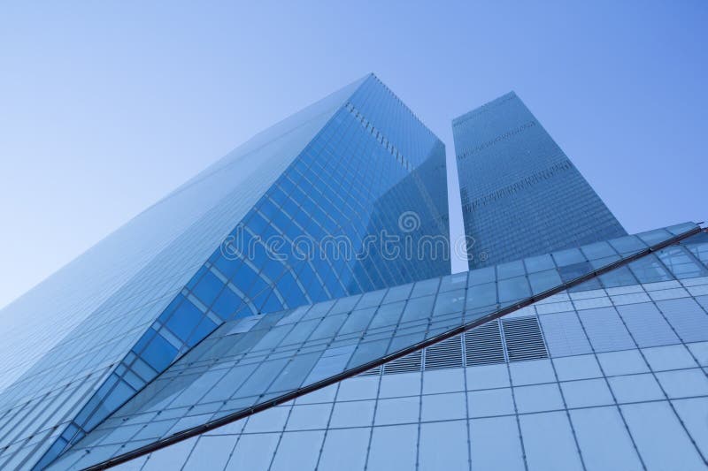 Tall Glass Blue Buildings with Numerous Windows Stock Image - Image of ...