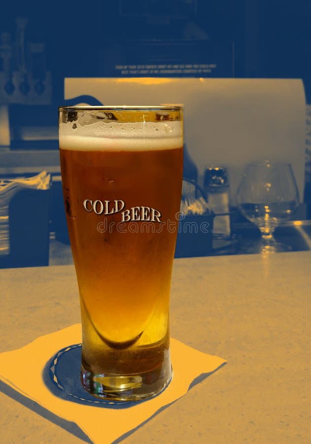 Tall Glass of Cold Beer on Counter Stock Photo - Image of catering ...
