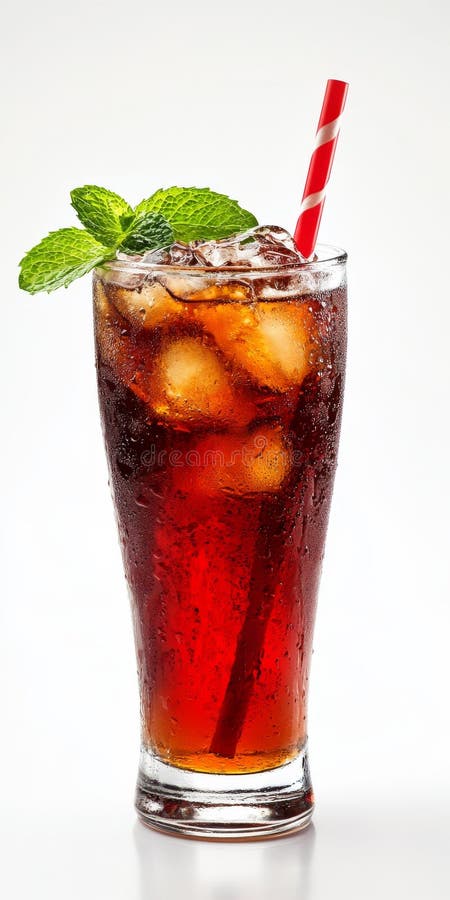 A Tall Glass of Iced Tea with a Red Straw in it Stock Illustration ...