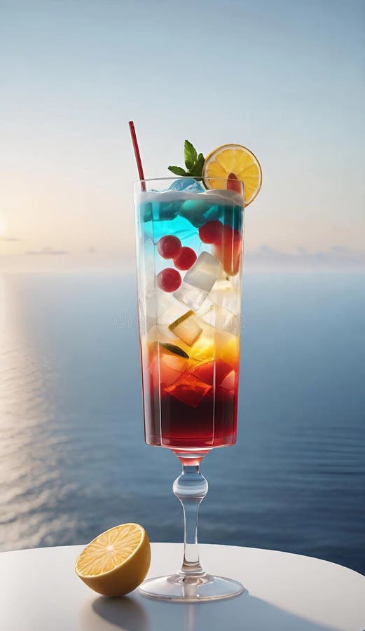 Multi-colored Cocktail on the Seashore Stock Illustration ...