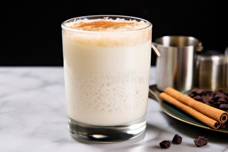 Tall Glass of Rice Pudding Drink on a Glossy Countertop Stock ...