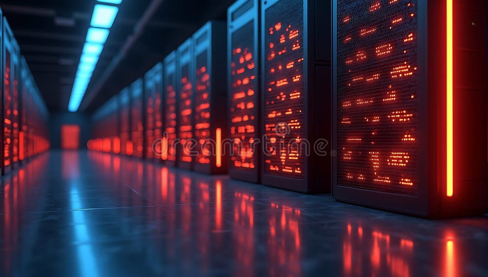 Tall, Glowing Data Storage Towers Arranged in a Sleek Virtual ...