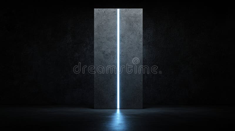 A Tall, Gray, Rectangular Structure with a Bright Blue Light Running ...