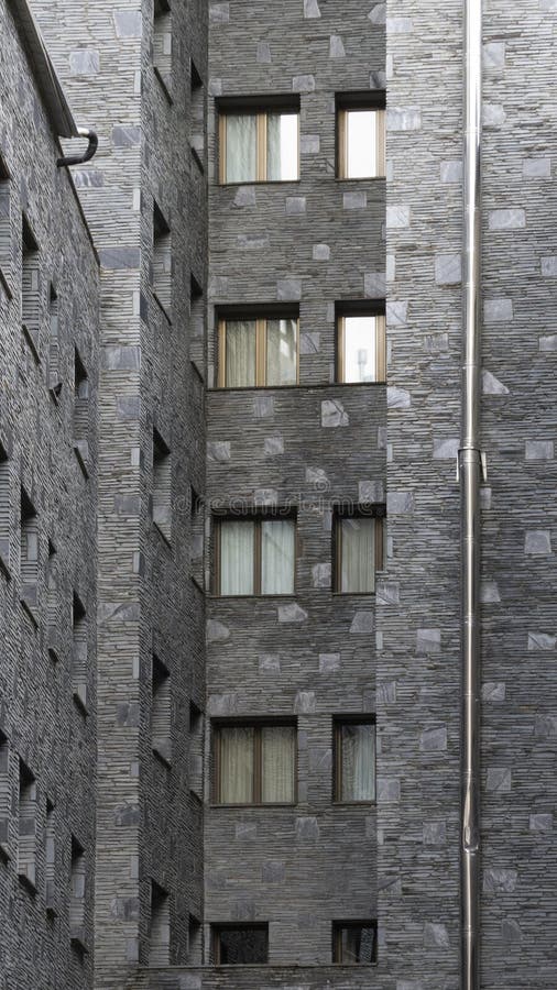 Tall Gray Stone Brick Building, Set of Geometric Shapes Stock Photo ...