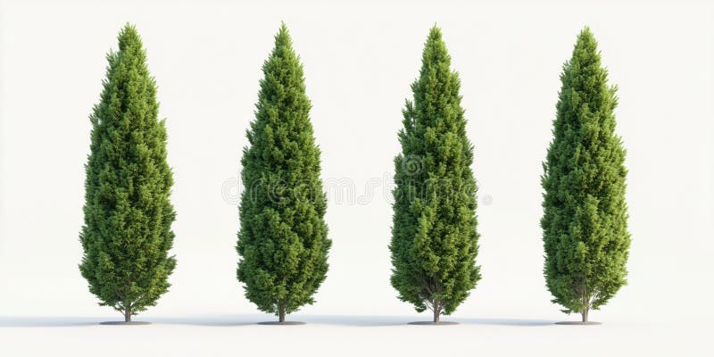 Tall Green Conifer Trees Arranged in a Row for Landscaping and Design ...