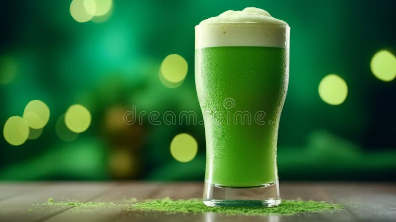 A Tall Green Fresh Beer in a Pint Glass Generative AI Stock ...