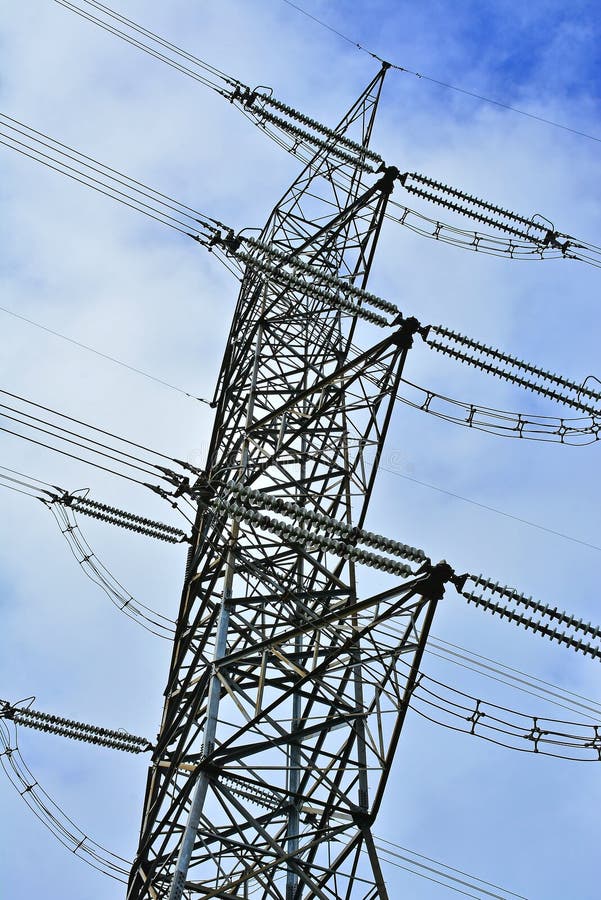 Tall High Electric Tower and Power Lines Stock Photo - Image of open ...