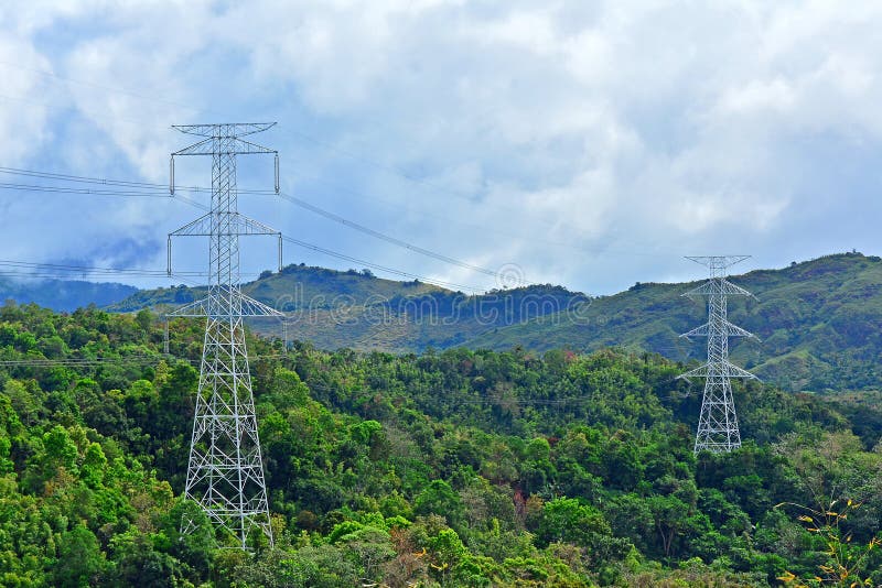 Tall High Electric Tower and Power Lines Stock Photo - Image of ...