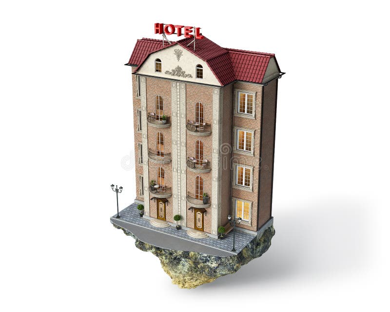 Tall Hotel Building on a Severed Piece of Ground Stock Illustration ...
