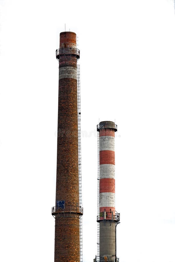 Tall Industrial Chimney Stack of Yellow and Red Brick of Octagonal Base ...
