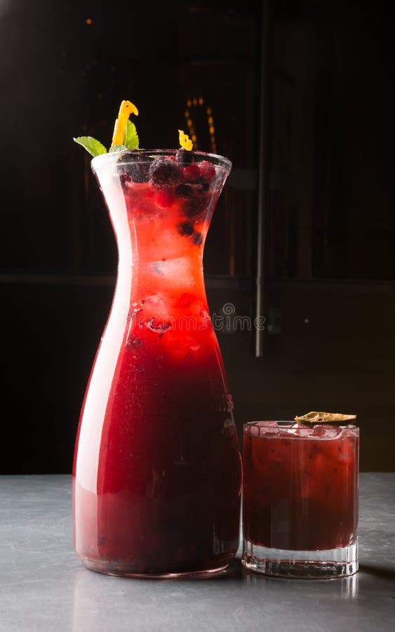 Tall jar of red lemonade stock image. Image of citrus - 104304519
