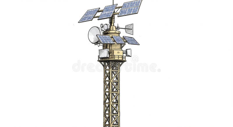 Tall, Lattice-structured Tower Equipped with Multiple Solar Panels and ...