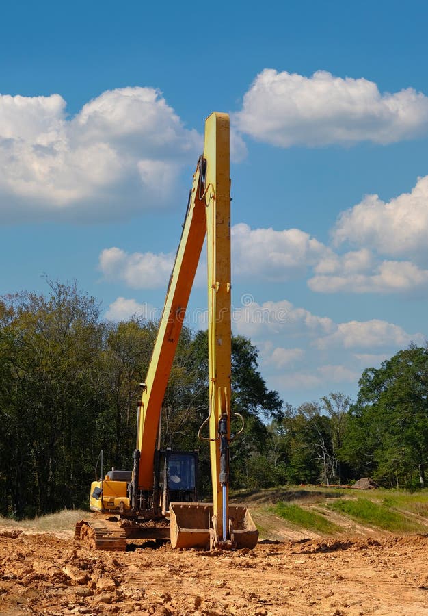 Construction Site with Crane and Heavy Equipment Stock Photo - Image of ...