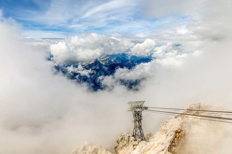 A Tall Metal Cable Car Support is on Top of a Mountain Stock Image ...