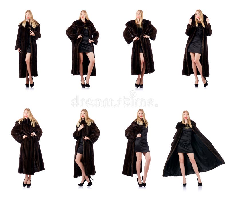 The Tall Model Wearing Fur Coat Stock Image - Image of glamour, cold ...
