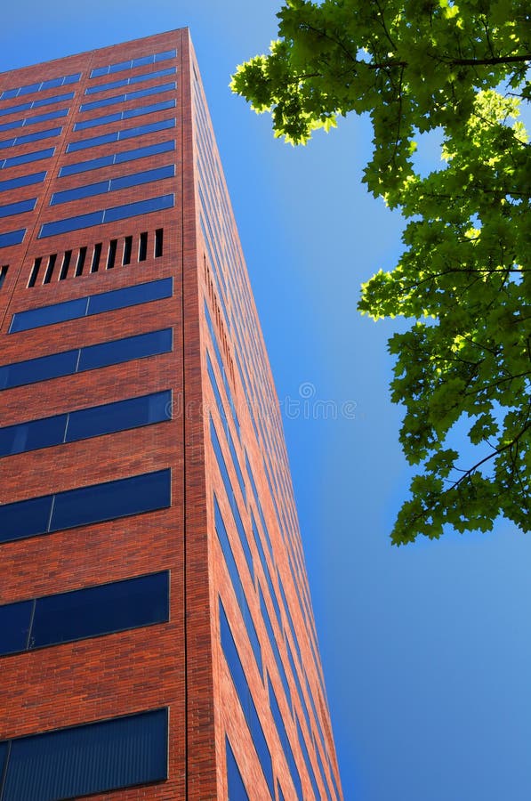 Tall Modern Brick Office Building Vertical Stock Image - Image of ...