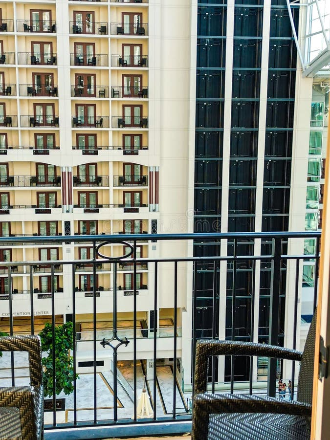 Of a Tall Modern Building from a Balcony Stock Image - Image of ...