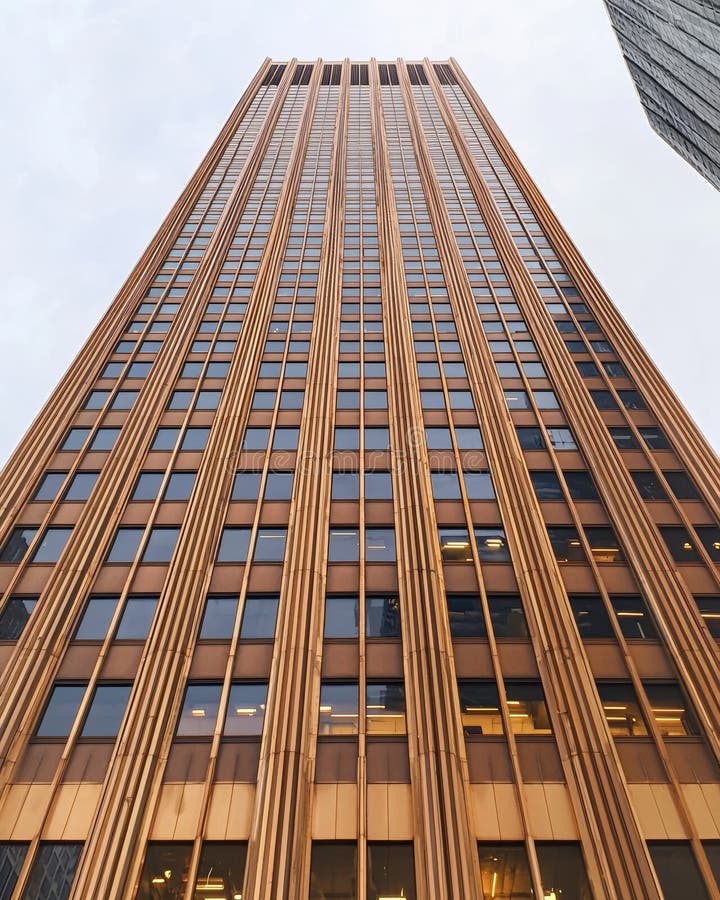 Tall Modern Building with Unique Vertical Lines Stock Illustration ...