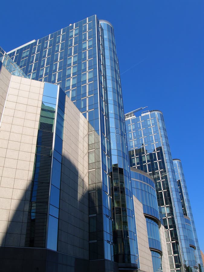 Tall Modern Office Buildings Stock Image - Image of industry, business ...