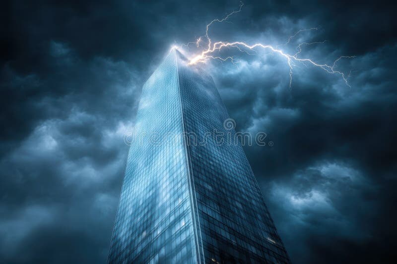 Tower Experiences a Dramatic Lightning Strike during a Fierce Storm at ...