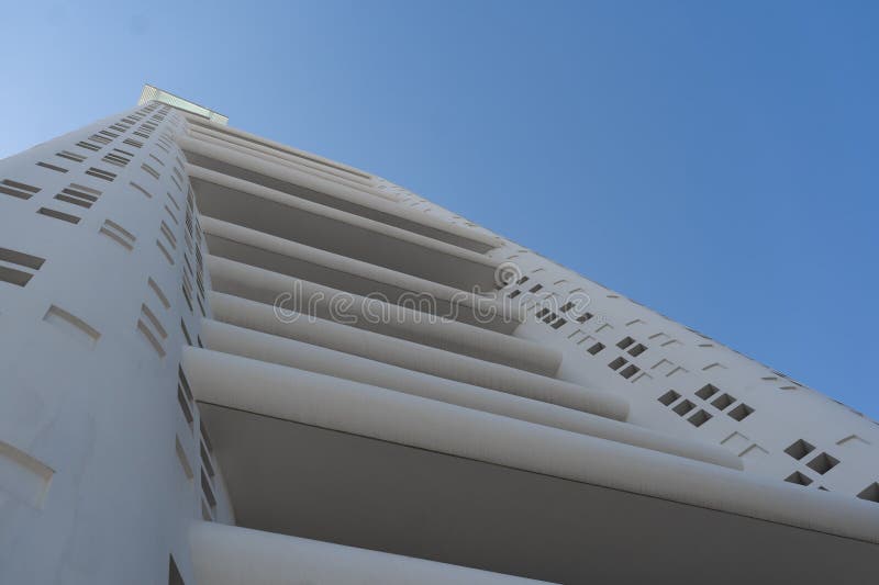 Tall Modern White Skyscraper Under Sky Stock Photo - Image of tall ...