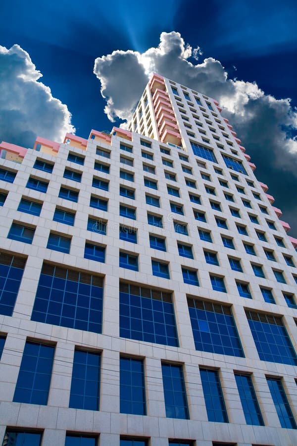 Tall Office Building and Clouds on the Sky Stock Image - Image of ...