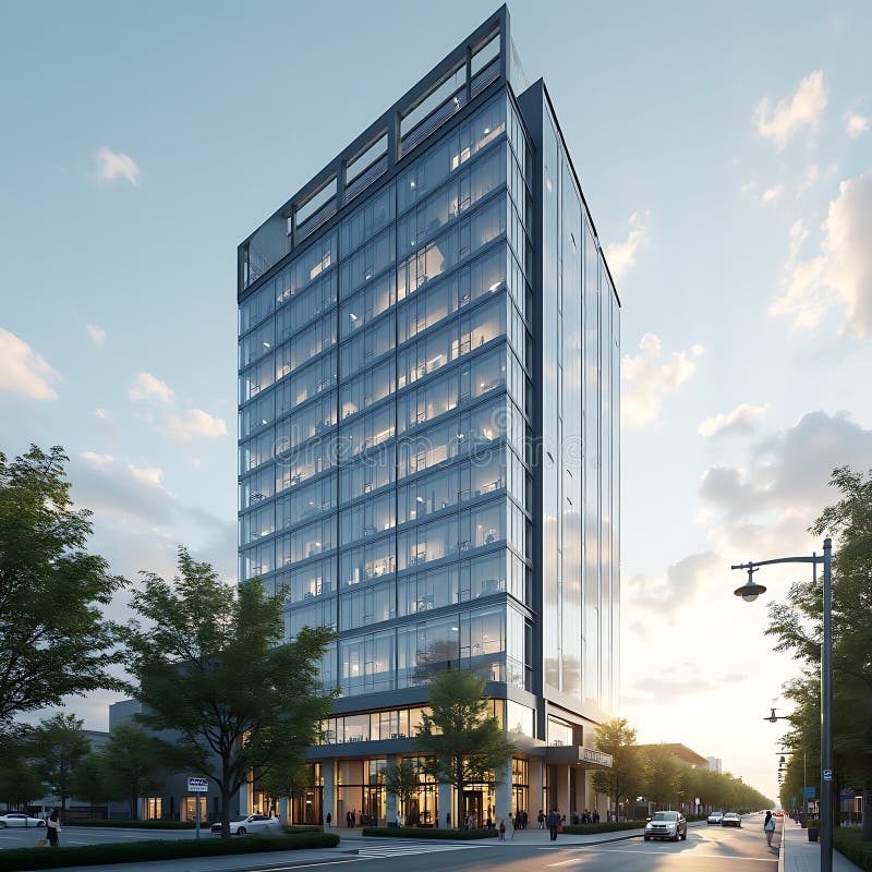 Tall Office Building Realistic Photo Munich Stock Photo - Image of ...