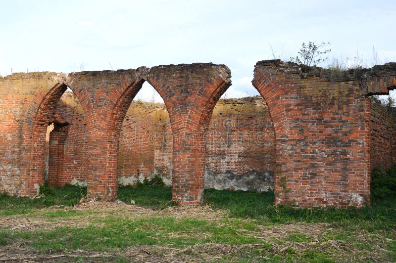 An Old Brick House. an Abandoned Building. Background for the Design ...