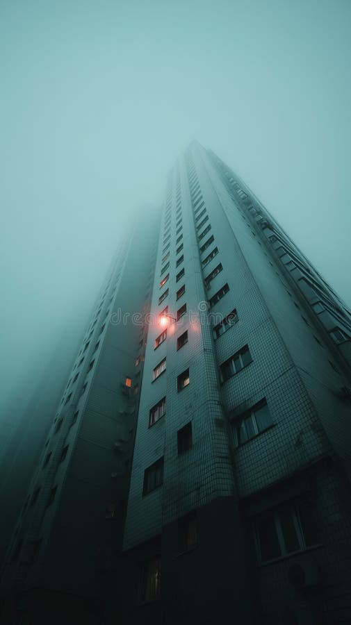 A Tall, Ominous Skyscraper Looms Stock Illustration - Illustration of ...