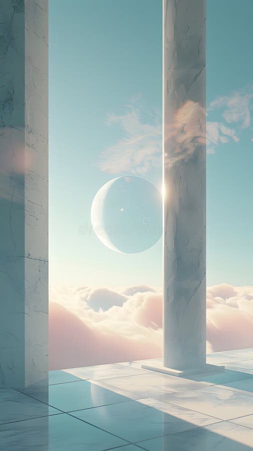 A Column in the Sky, Framed by a Crescent Moon, Stands Tall Against the ...