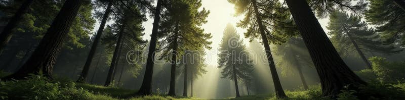 Tall Pines Sway in the Breeze with Leaves Rustling Softly, Ancient ...