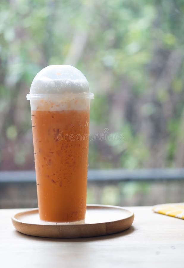 Tall Plastic Glass of Thai Iced Milk Tea Stock Photo - Image of cuisine ...