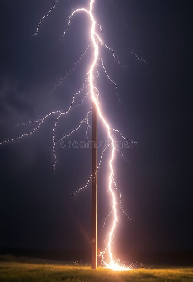 Tall Pole with a Lightning Bolt in the Middle of it Stock Illustration ...