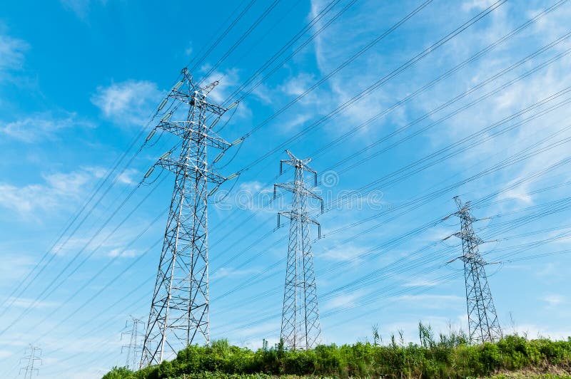 Tall power lines stock image. Image of green, telegraph - 32938403