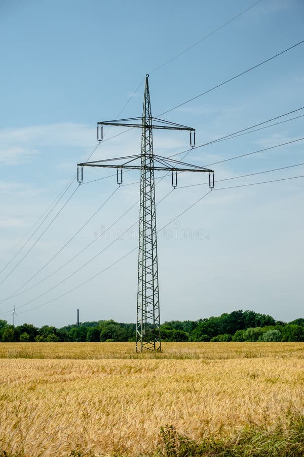A Tall Power Tower Stands in a Field of Tall Grass Stock Photo - Image ...