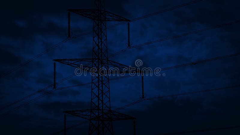 Massive Electricity Pylon at Night Stock Footage - Video of electrical ...