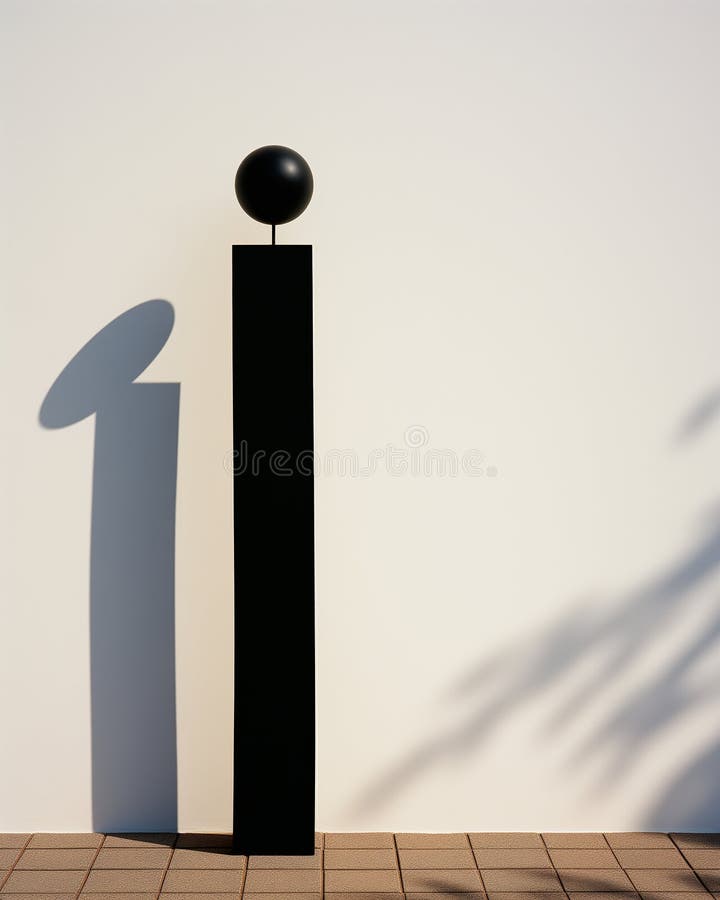 Minimalist Black Sphere Sculpture Casting a Geometric Shadow Stock ...