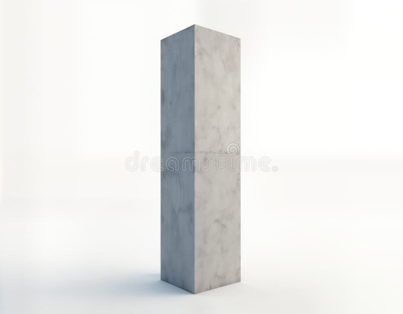 Tall Rectangular Concrete Pillar Stands Against Plain White Background ...
