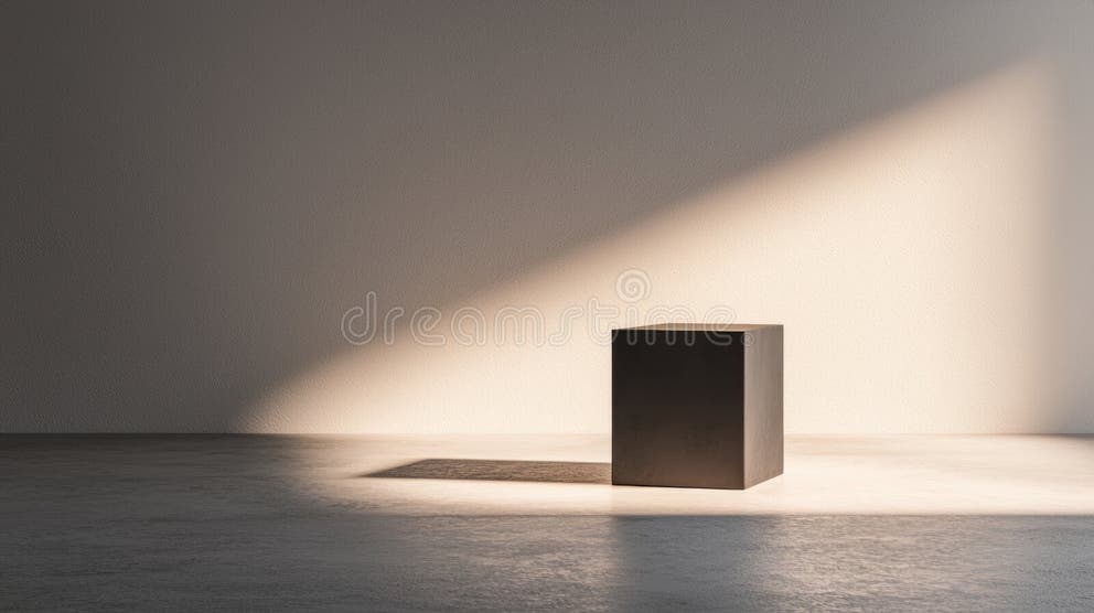 A Tall, Rectangular, Dark Brown Object Casts a Shadow on a Light Gray ...