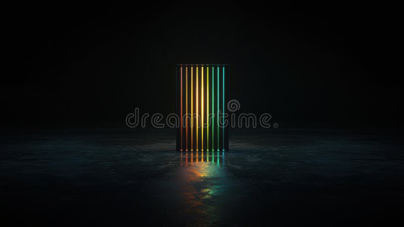 A Tall, Rectangular Light Display with a Rainbow of Colored Lights ...