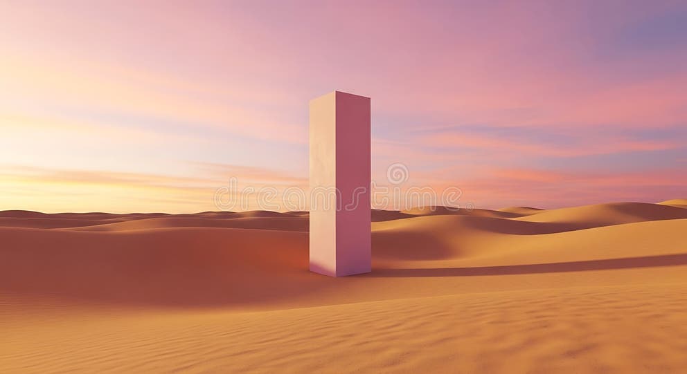 A Tall, Rectangular Monolith Stands Prominently in a Desert Landscape ...