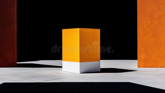 A Tall, Rectangular Pillar with a White Base and Yellow Top Stands in a ...