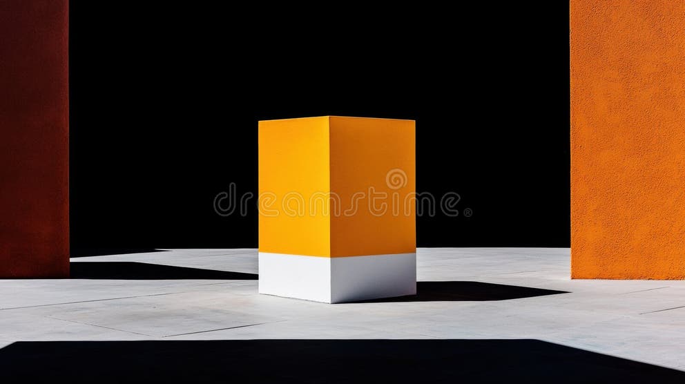 A Tall, Rectangular Pillar with a White Base and Yellow Top Stands in a ...