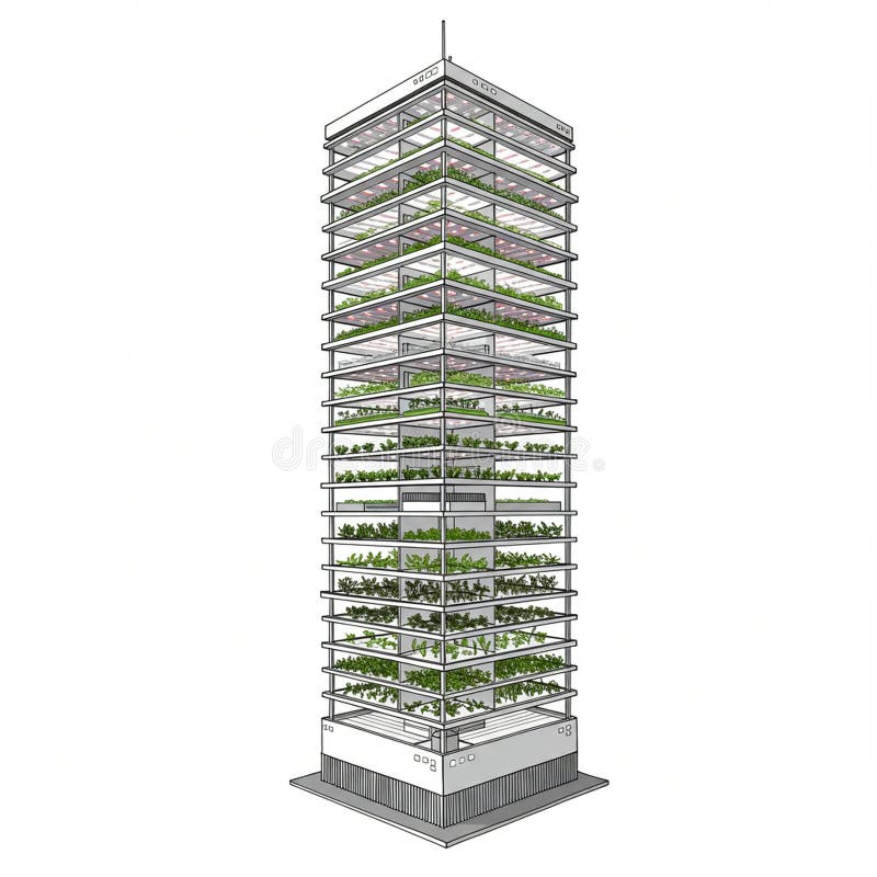 A Tall, Rectangular Structure Resembling a Vertical Farm. it Features ...