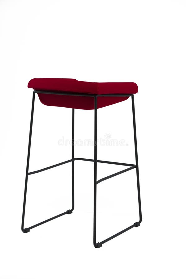 Tall Red Bar Stool Isolated on White. Modern Designer Bar Chair. Stock ...