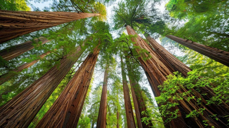 Tall Redwood Trees in a Forest Stock Image - Image of giant, tree ...