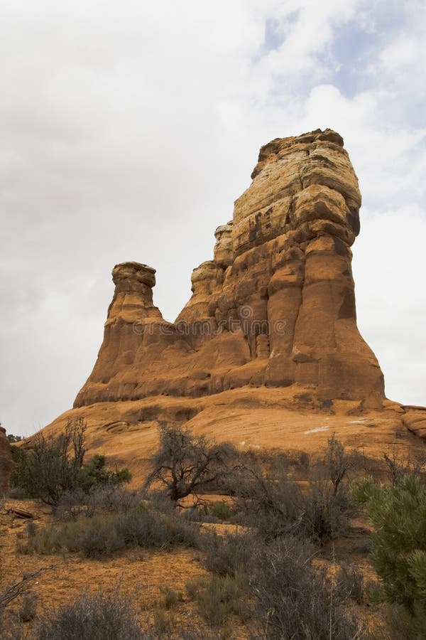 Tall Rock Formation in Arches Stock Image - Image of formation ...