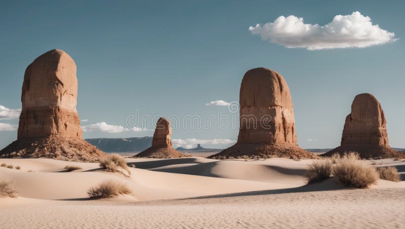 Tall Rock Formations in a Desert Landscape. Stock Photo - Image of ...